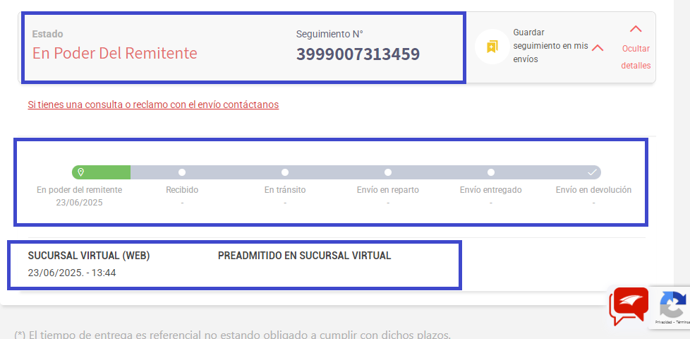 Recorramos Chile - Envió No Entregado | RECLAMOS.CL
