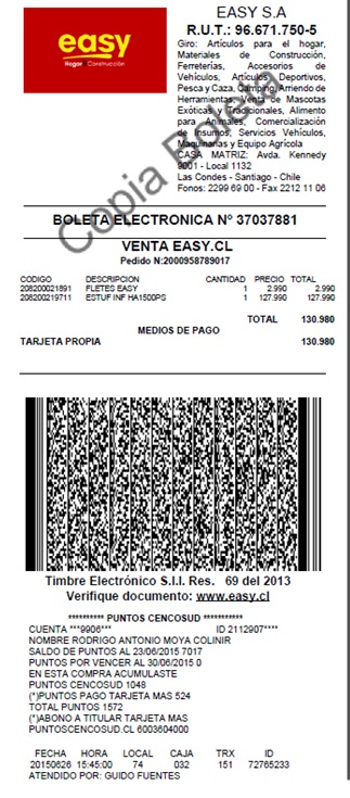 Easy S.a. - Devolucion De Artefacto - No Hubo Contacto | RECLAMOS.CL