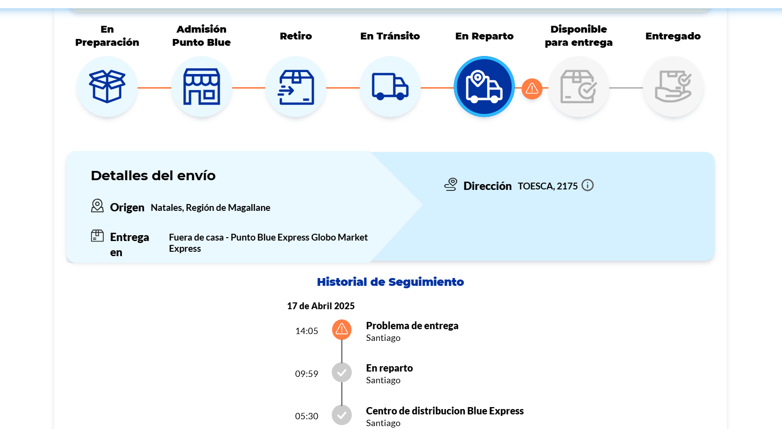Blue Express - Pedido No Entregado - Resuelto | RECLAMOS.CL