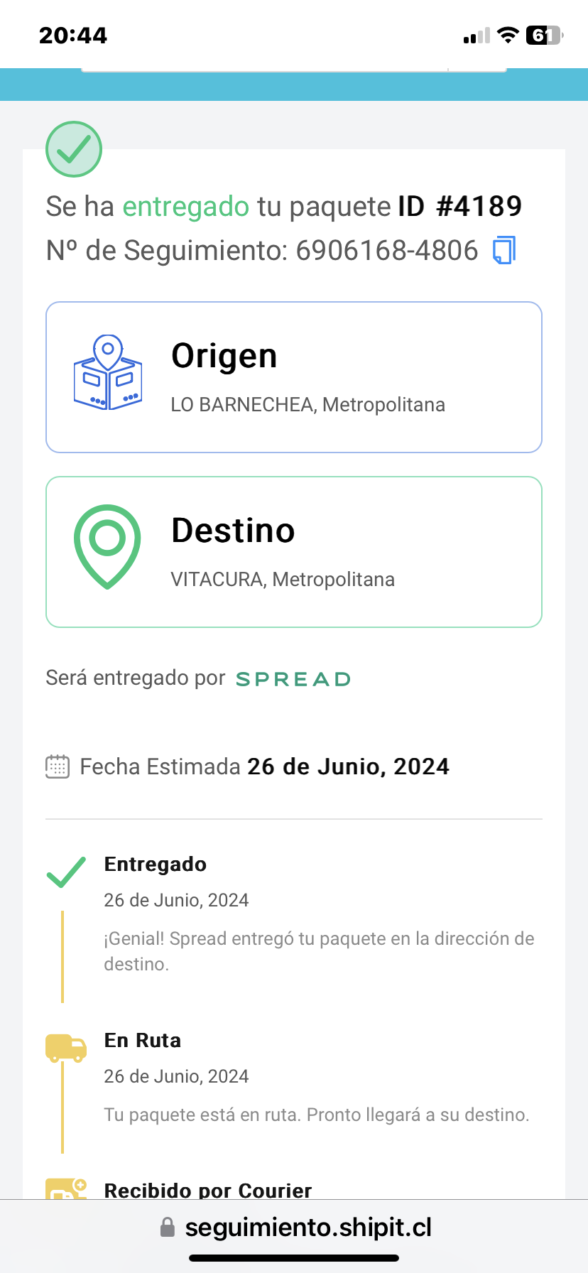 Spread - Envío No Entregado | RECLAMOS.CL
