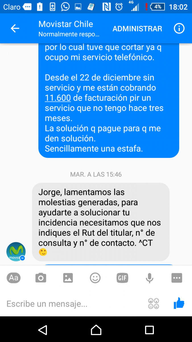 Movistar - Cobro Indebido Y Que Paso A Cobranza Externa - Movistar ...