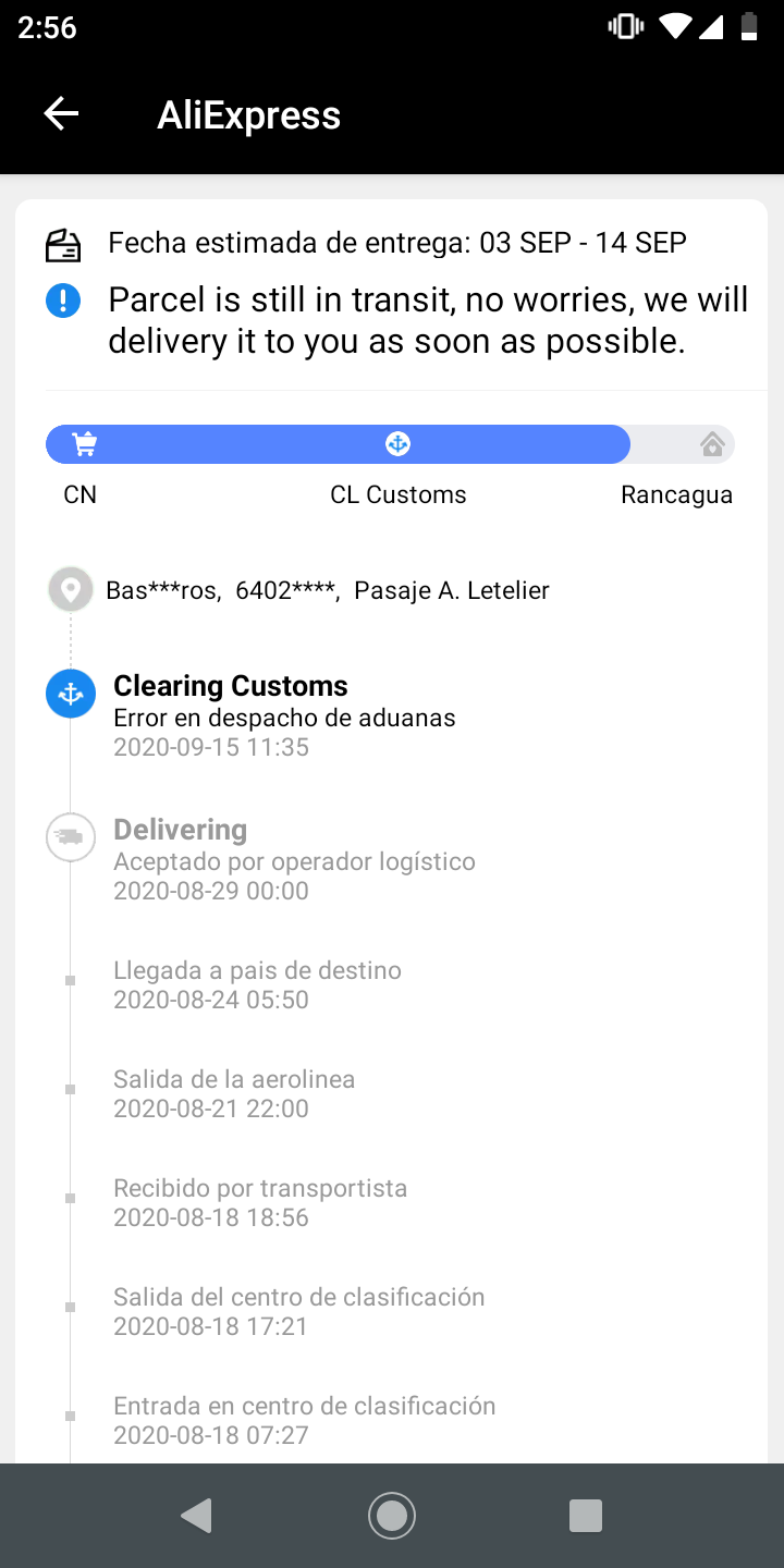 Aliexpress - Error En Despacho De Aduanas | RECLAMOS.CL
