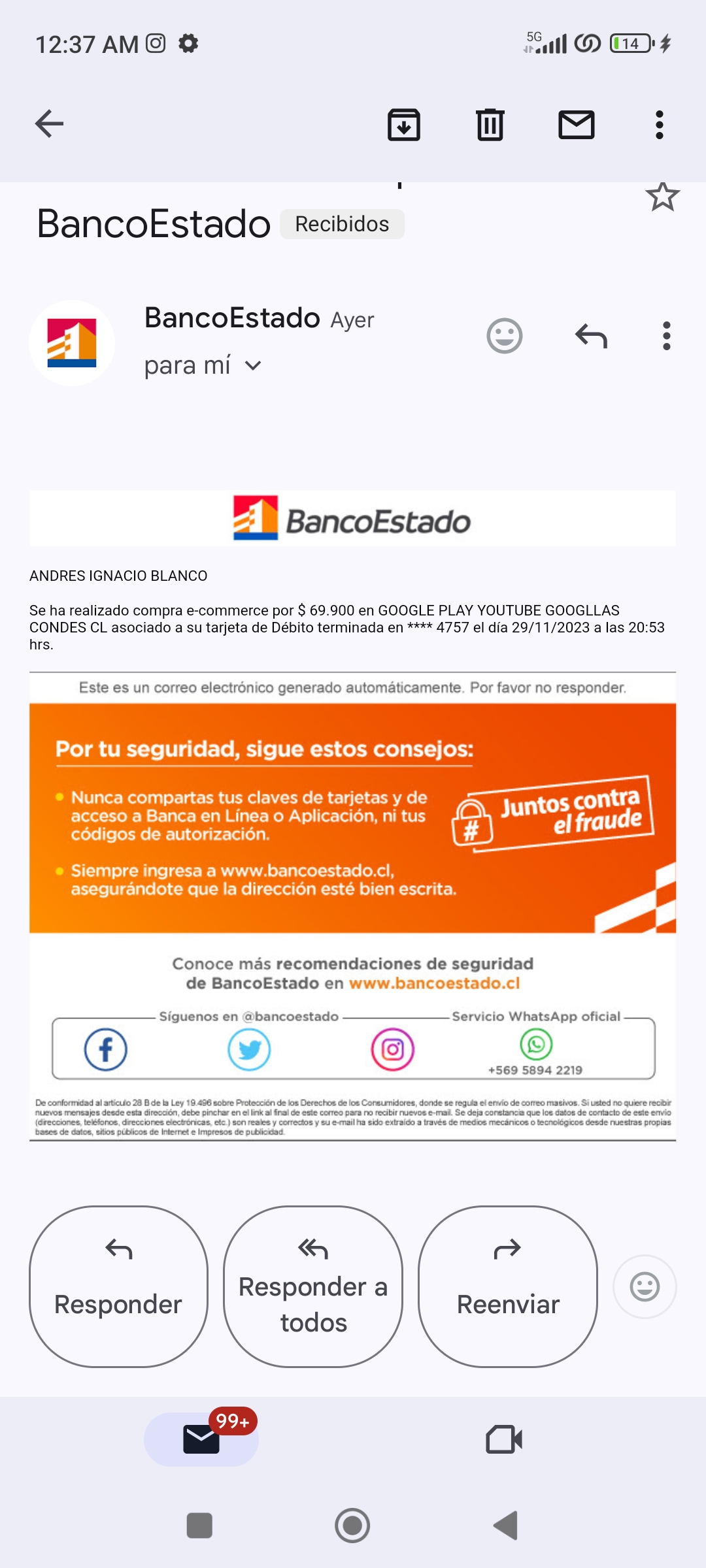 Banco Estado - Cobro Indebido De Google Play Youtube Googllas Condes Cl - Sin Resultado ...