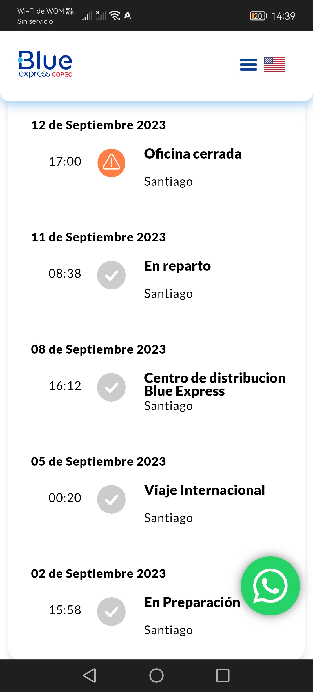 Blue Express - Mi Paquete - Respuesta | RECLAMOS.CL