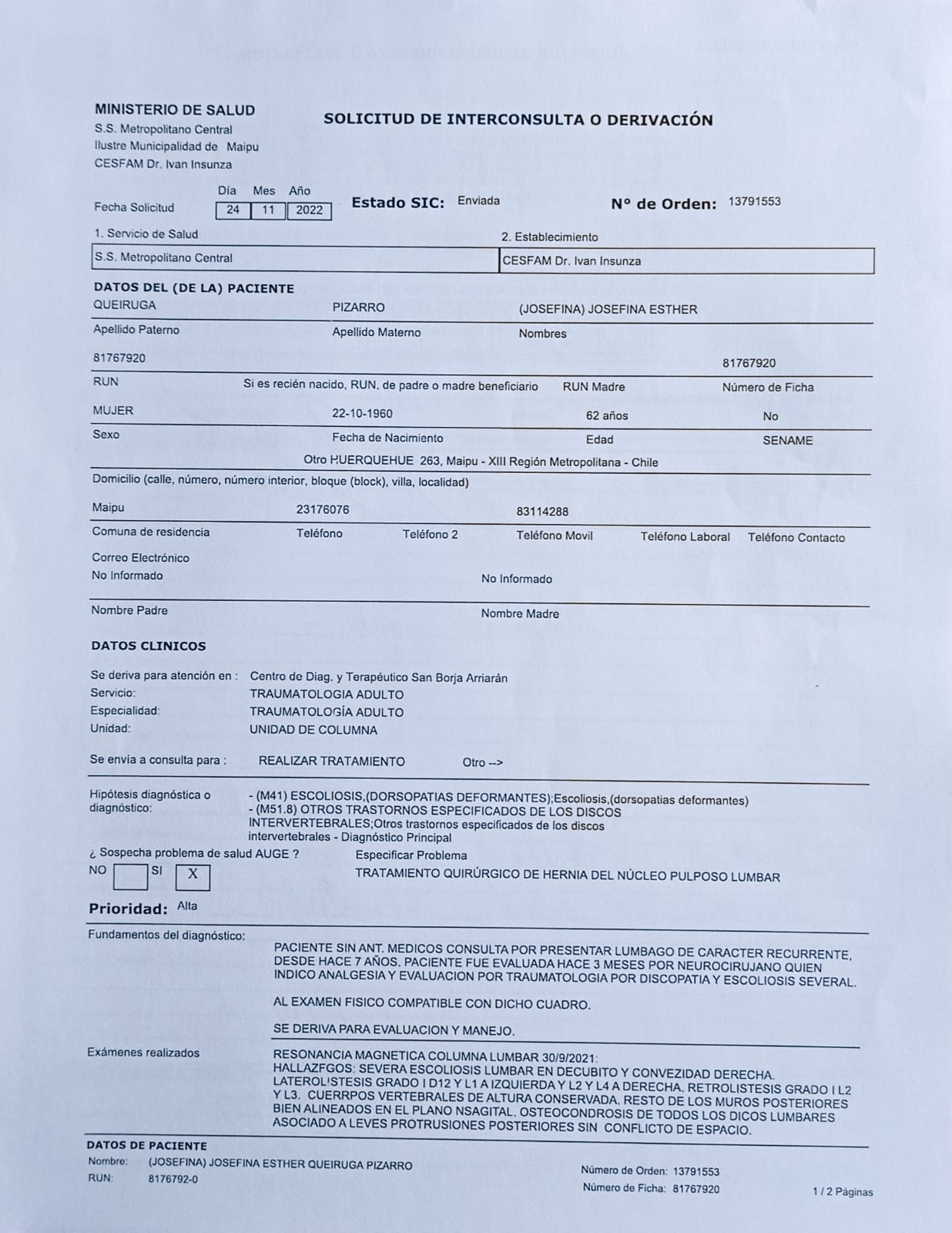 Hospital San Borja Arriarán - No Acusar Recibo De Solicitud De ...