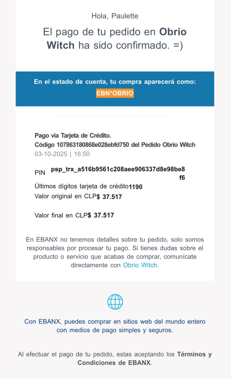 Obrio Witch - Cobro Indebido | RECLAMOS.CL