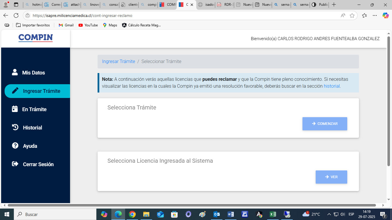Compin - Pagina Web No Funciona Y No Permite Ingresar Reclamos Por Rechazo De Licencia De ...